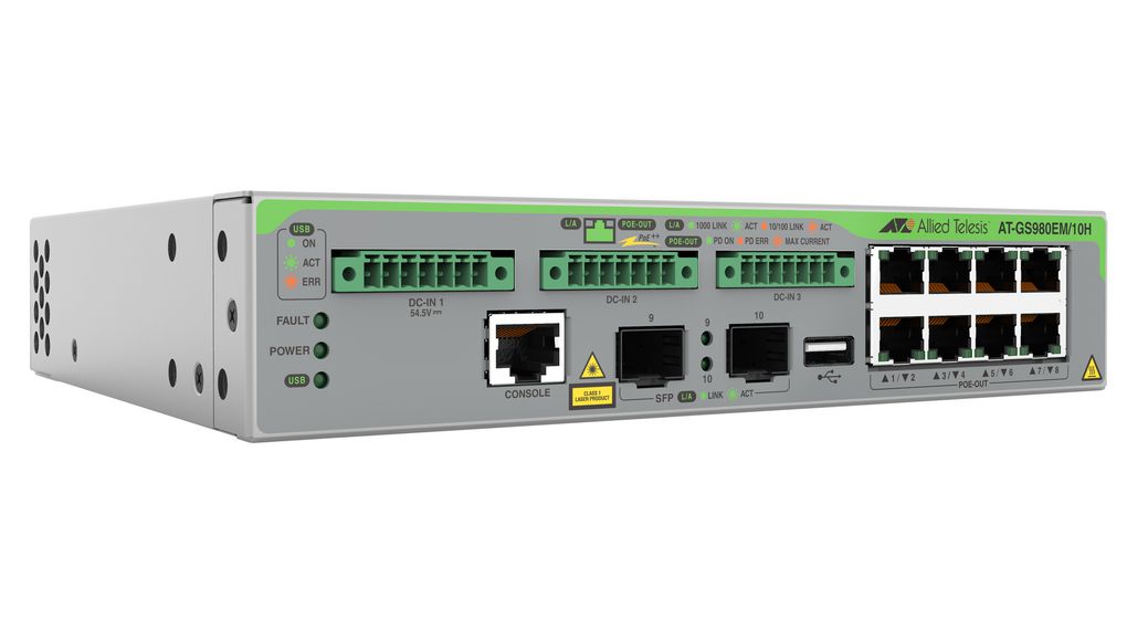 AT-GS980EM/10H | Allied Telesis PoE-Switch, Layer 3 Managed, 1Gbps ...